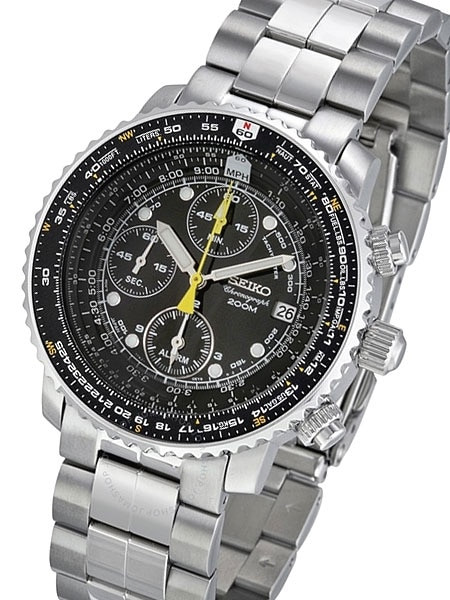 Seiko SNA411 SNA411P SNA411P1 Quartz Flight Chronograph Watch with ...