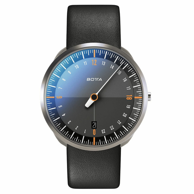 Botta UNO 24 one hand 24-hour Swiss quartz watch with 40mm titanium ...