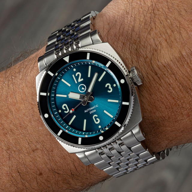 Islander Blue-Green Sandwich Dial Automatic Dive Watch with AR Sapphire ...