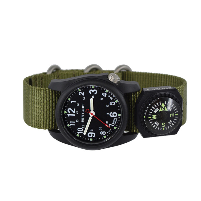 Bertucci DX3 Compass™ Field Watch with Nylon Strap, Black Dial - #11103
