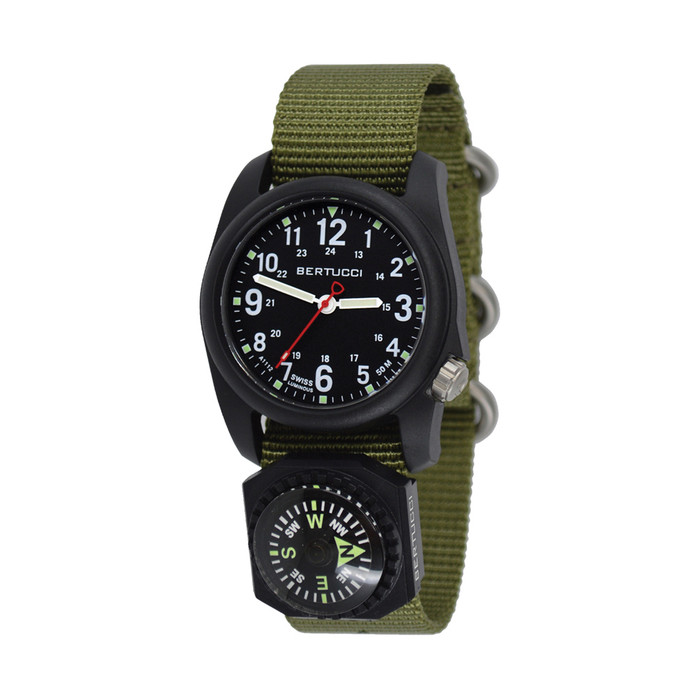 Bertucci DX3 Compass™ Field Watch with Nylon Strap, Black Dial - #11103