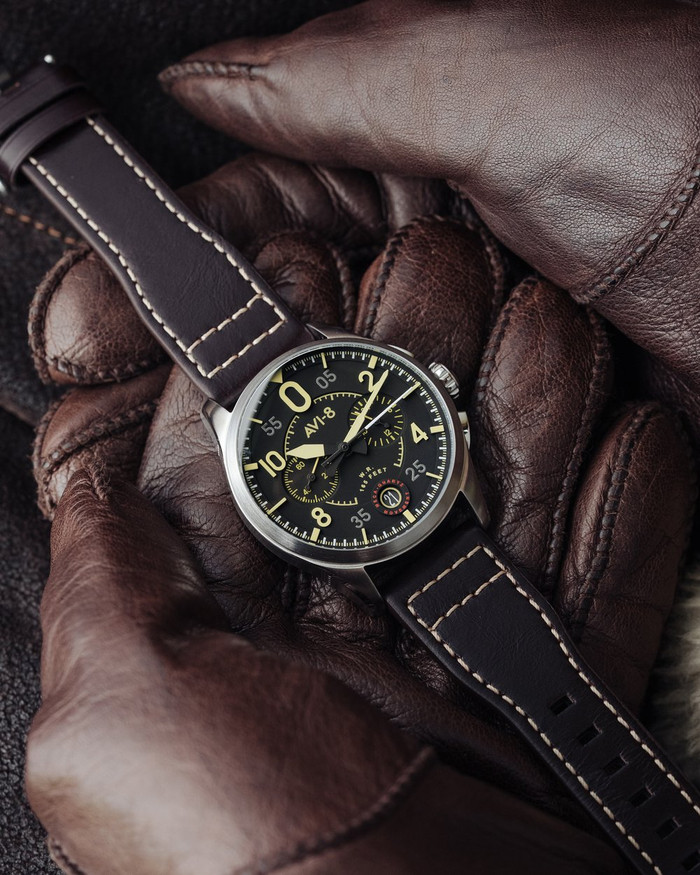 AVI-8 Spitfire Lock Chronograph, Slate Black, Japanese Meca-Quartz ...