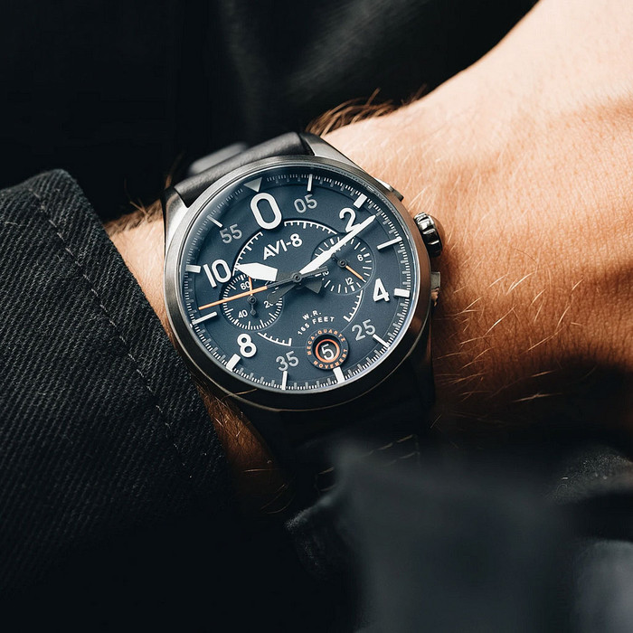 AVI-8 Spitfire Lock Japanese Meca-Quartz Chronograph, Blue Dial ...