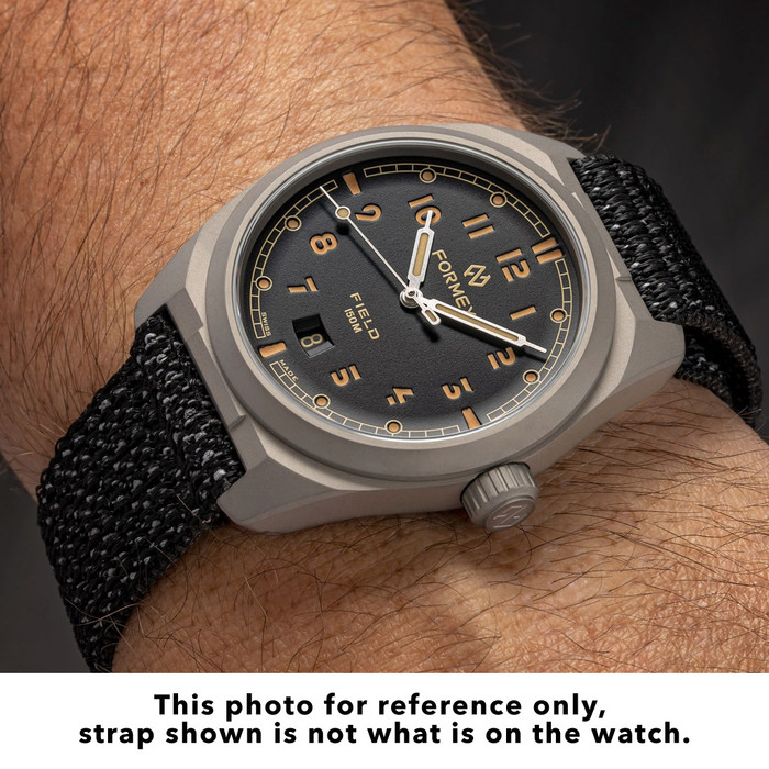 Formex Swiss Automatic Field Watch with Charcoal Dial and Velcro Strap ...