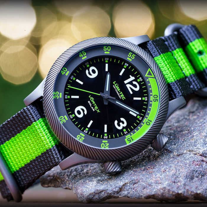 Lum-Tec 42mm Solar Powered Military Watch with Double Dome Sapphire ...