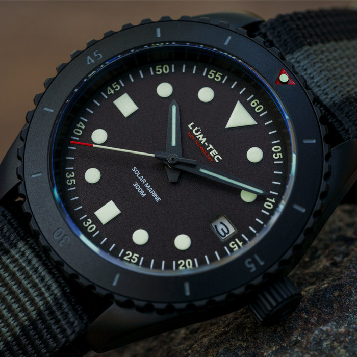 Lum-Tec Solar Powered Military Watch with 39mm Titanium Carbide Bead ...
