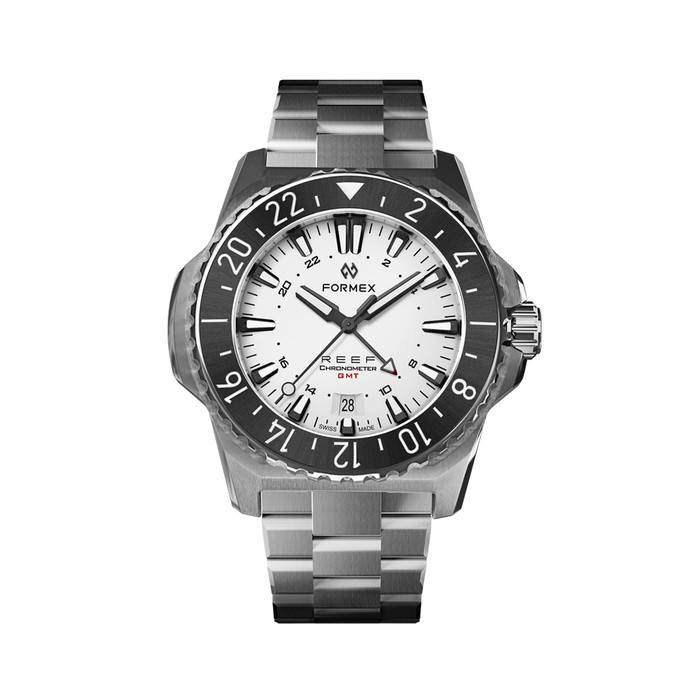 Formex REEF GMT Chronometer Dive Watch with White Dial and Black Bezel ...