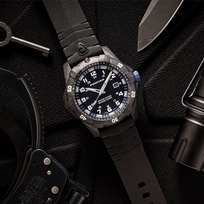 Protek Carbon Composite Official USMC Tritium Dive Watch with Blue ...
