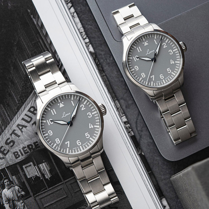Laco Augsburg Gray 42 Type A Dial Automatic Pilot Watch with Sapphire ...