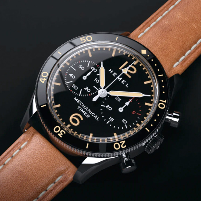 HEMEL Air Defense Mechanical Chronograph with Black Dial #HF22