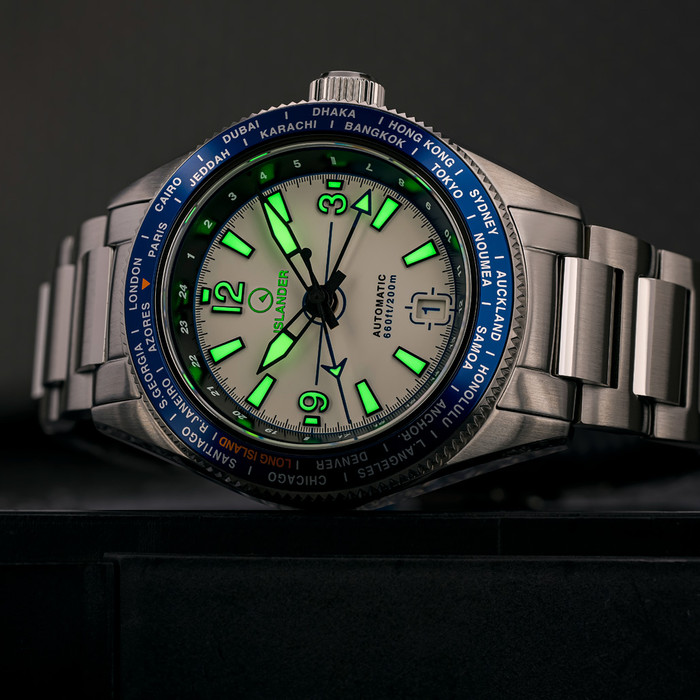 Islander Calabro GMT World Time Automatic Watch with White Dial #ISL-190