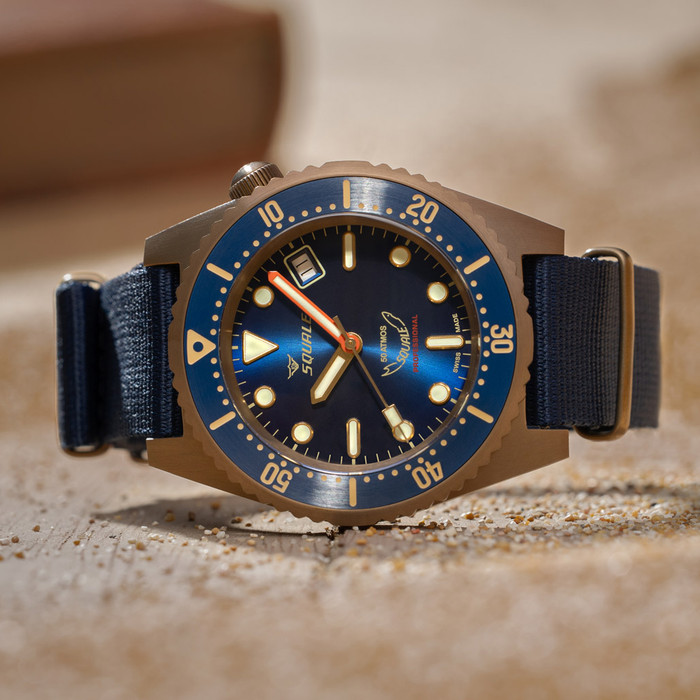 Squale 1521 Bronze Swiss Automatic Dive Watch with Sunburst Blue Dial ...