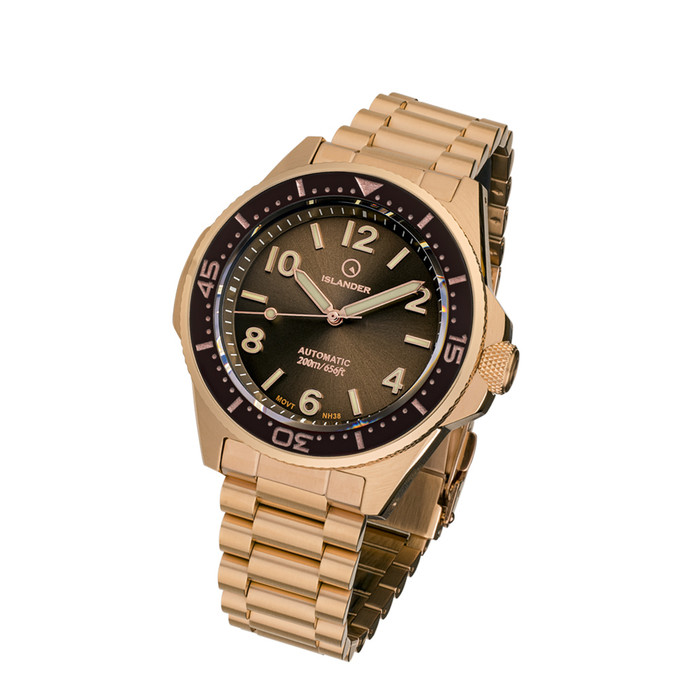 Islander Roslyn Rose Gold Dive Watch with Chocolate Brown Dial #ISL-169