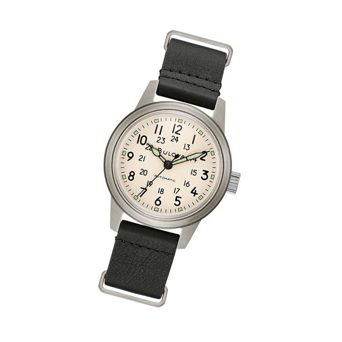 Bulova Hack Automatic Field Watch with 38mm Case and Cream Dial #96A246