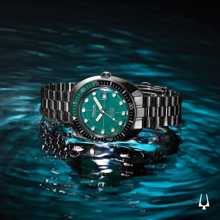 Bulova Oceanographer Snorkel Automatic Dive Watch with Green Dial #96B322