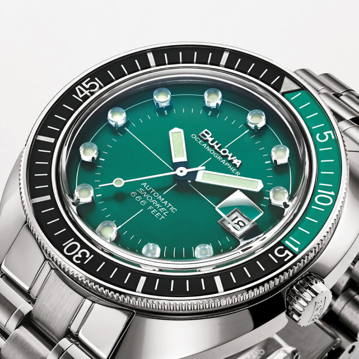 Bulova Oceanographer Snorkel Automatic Dive Watch with Green Dial #96B322
