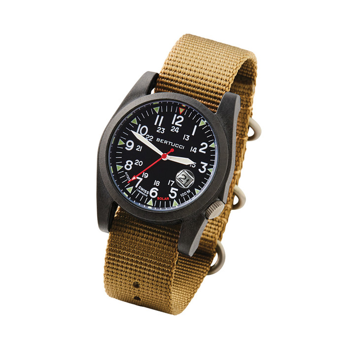Bertucci A-3PS Solar Field Watch with Khaki Nylon Strap #13802
