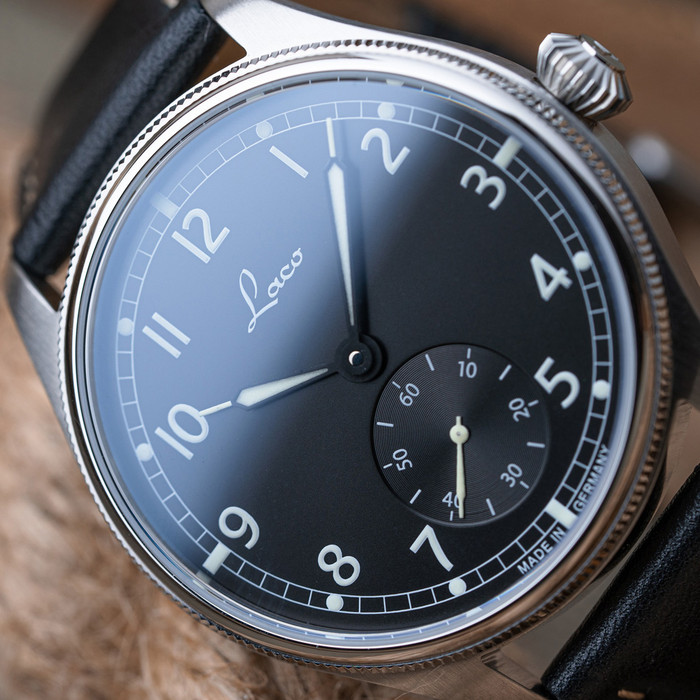 Laco Bremerhaven 39mm Manual Winding Navy Watch with AR Sapphire ...