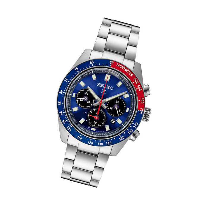 Seiko Prospex 41mm Speedtimer Solar Chronograph with Blue Dial #SSC913