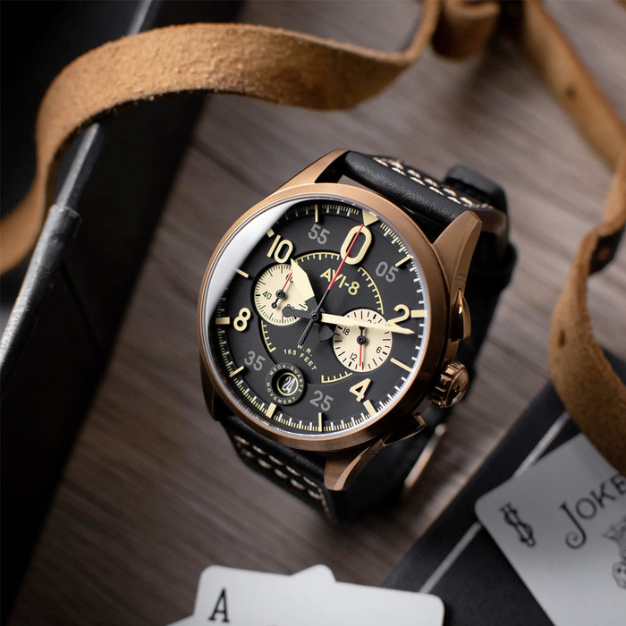 AVI-8 Spitfire Lock Chronograph Void Black #AV-4089-07