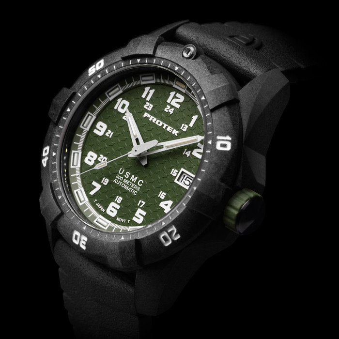 Protek USMC Automatic Tritium Dive Watch with Green Dial #PT1215