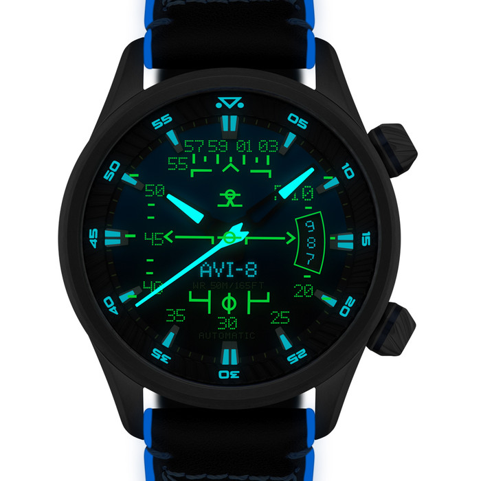AVI-8 Hawker Harrier HUD Automatic with Gradient Blue Dial #AV-4117-01