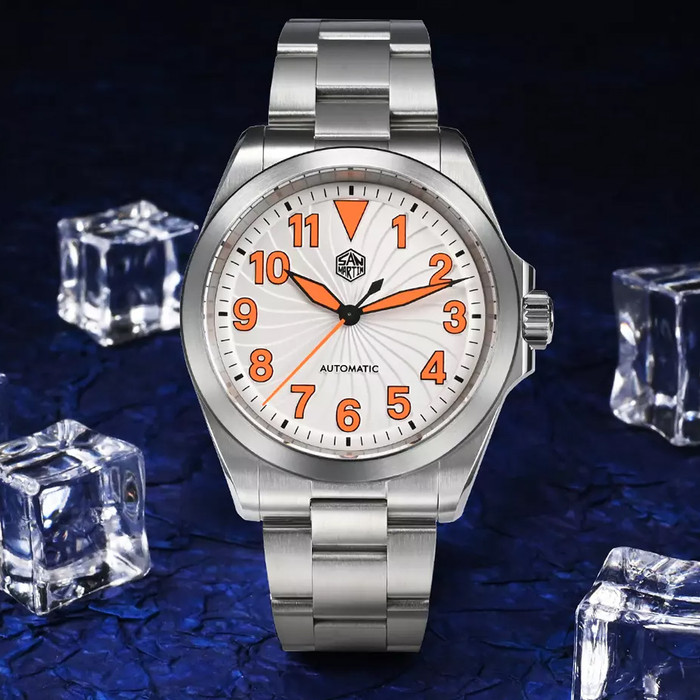 San Martin 39.5mm Automatic Sport Watch with White Turbine Dial #SN0132-A