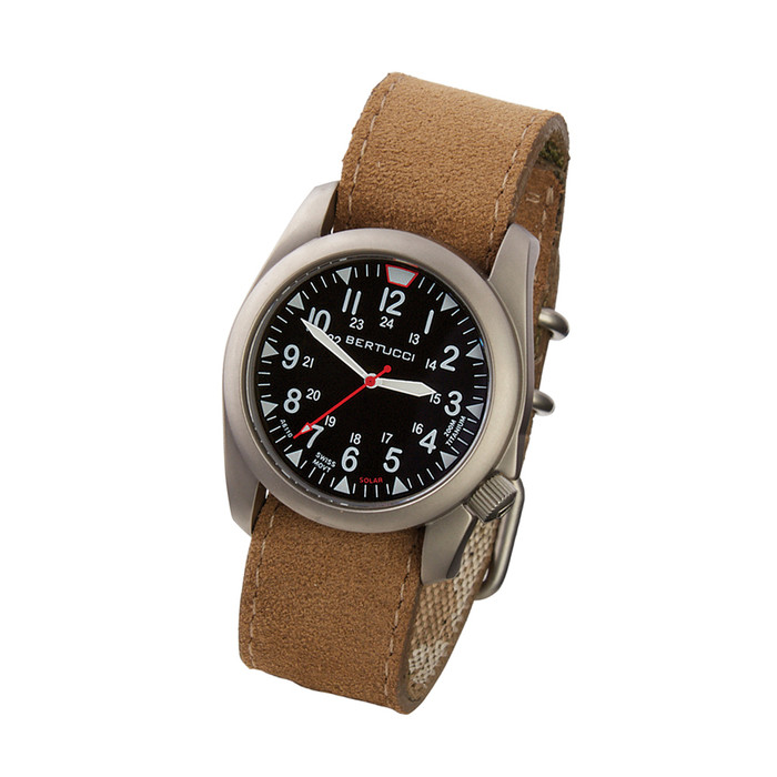 Bertucci A-4TS Super Yankee Solar with Black Dial and Leather Strap #13907