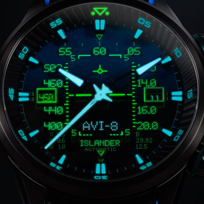 AVI-8 x Islander Limited Edition F14 HUD Automatic with Gradient Blue ...