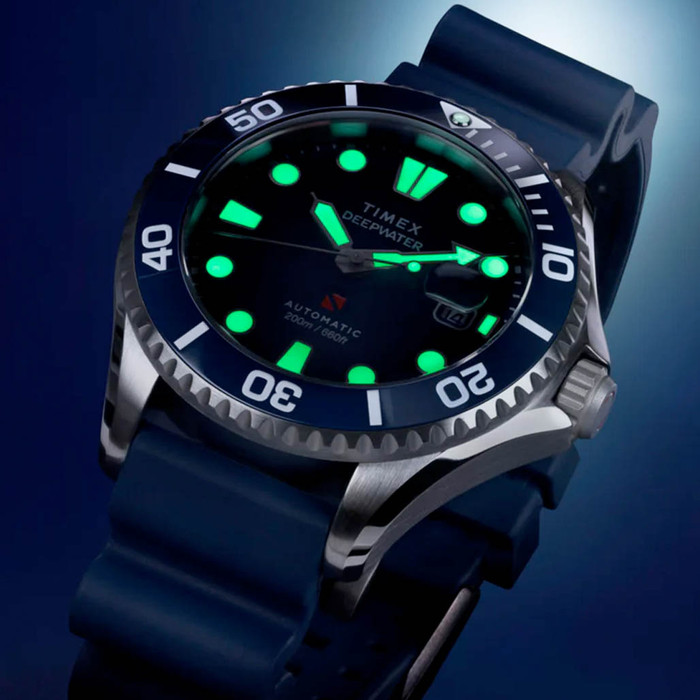 Timex Deepwater Meridian 200 Automatic 44mm HNBR Rubber Strap Watch # ...