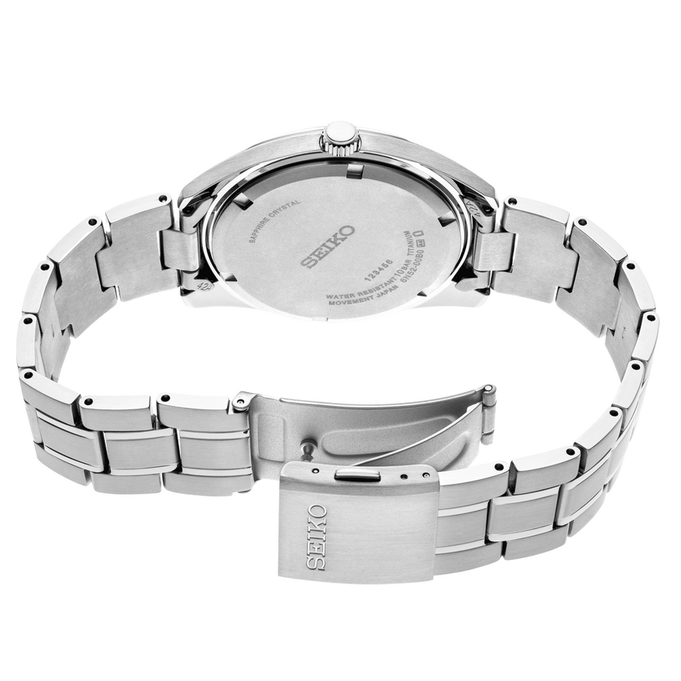 Seiko 40mm Titanium Quartz Watch with Sapphire Crystal and Titanium ...