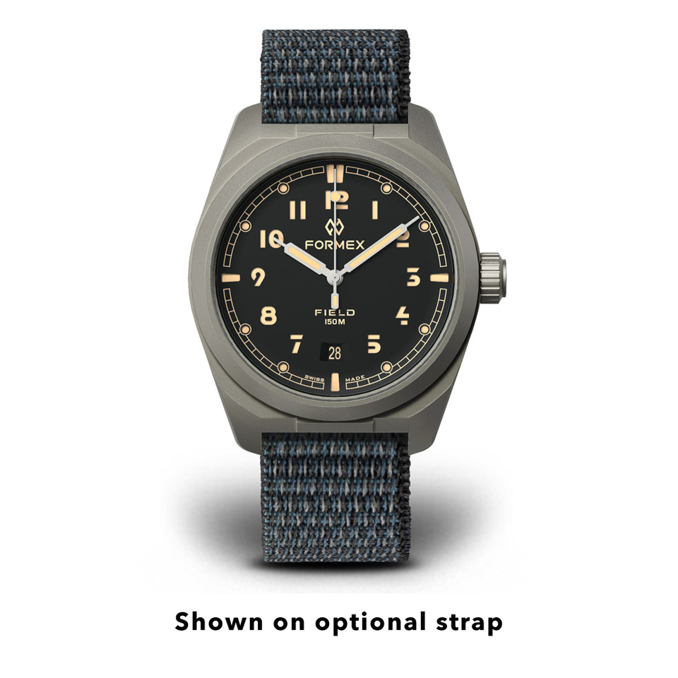 Formex Swiss Automatic Field Watch with Charcoal Dial and Velcro Strap ...
