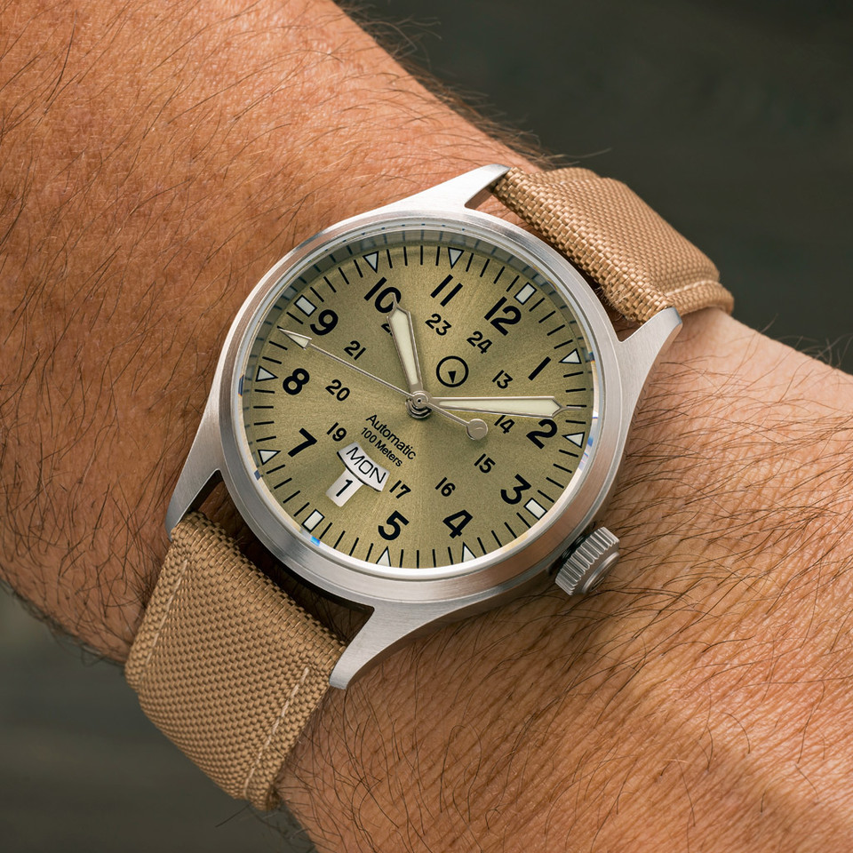 Islander Mitchel "DAY-T" Automatic Field Watch with Champagne Dial and ...