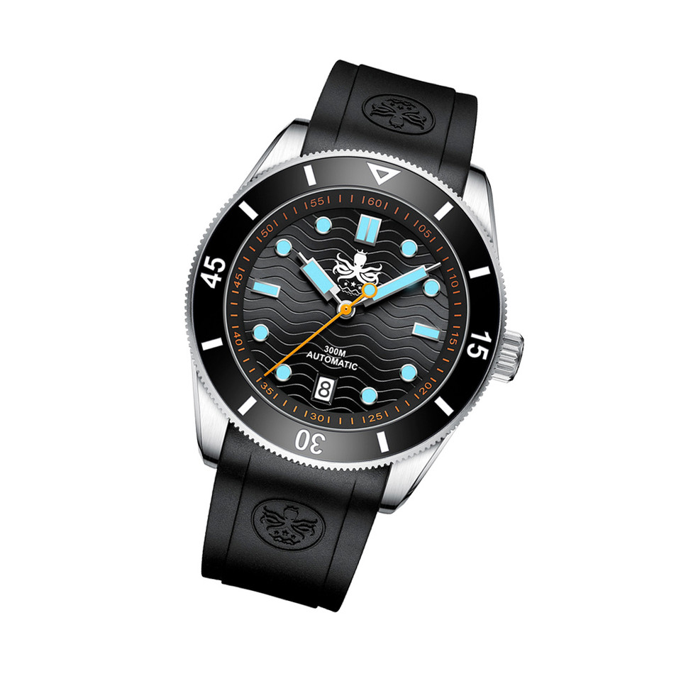 Phoibos 300 meter Wave Master Automatic Dive Watch with Rubber Strap # ...
