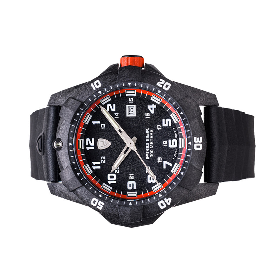 Protek Carbon Composite Tritium Dive Watch 1000 Series with Orange Accents #PT1004