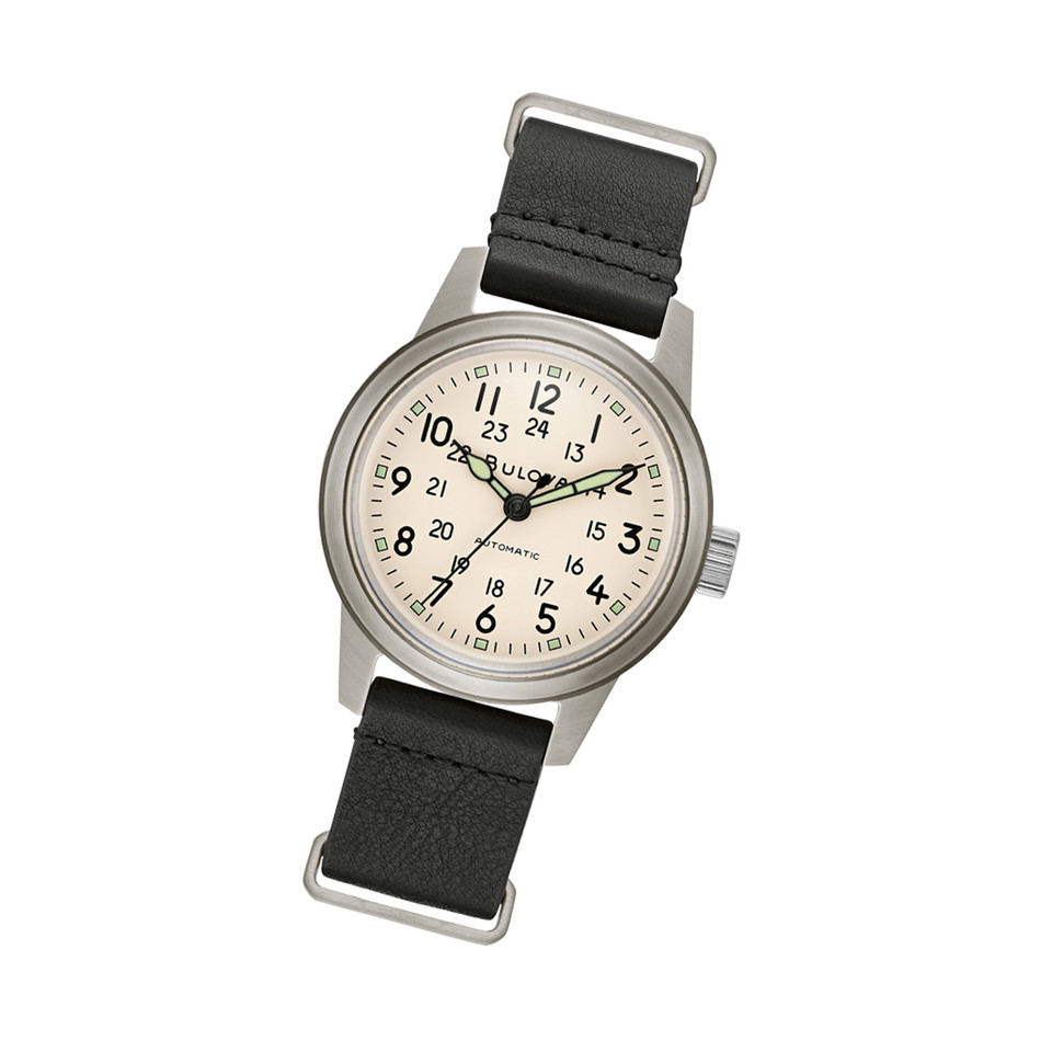Bulova Hack Automatic Field Watch with 38mm Case and Cream Dial #96A246