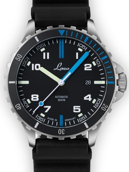 Laco Squad Atlantic Automatic 300 Meter Dive Watch with Double-Domed AR ...