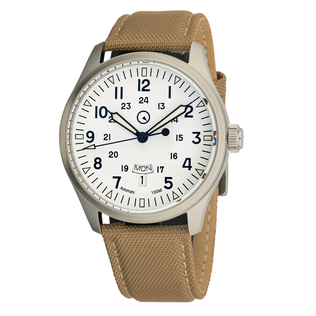 Islander 42mm "DAY-T" Automatic Field Watch with White Dial and Day ...