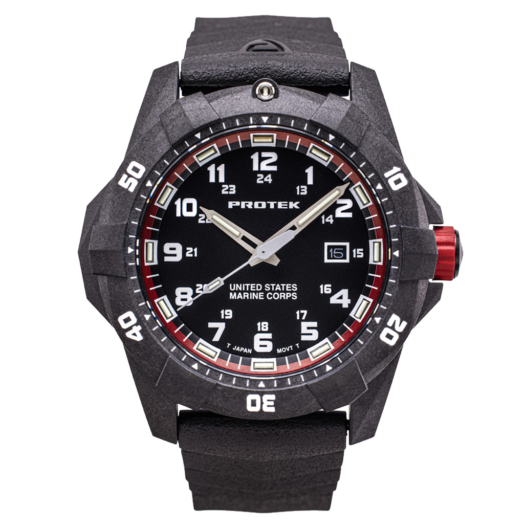 Protek Carbon Composite Official USMC Tritium Dive Watch with Red ...