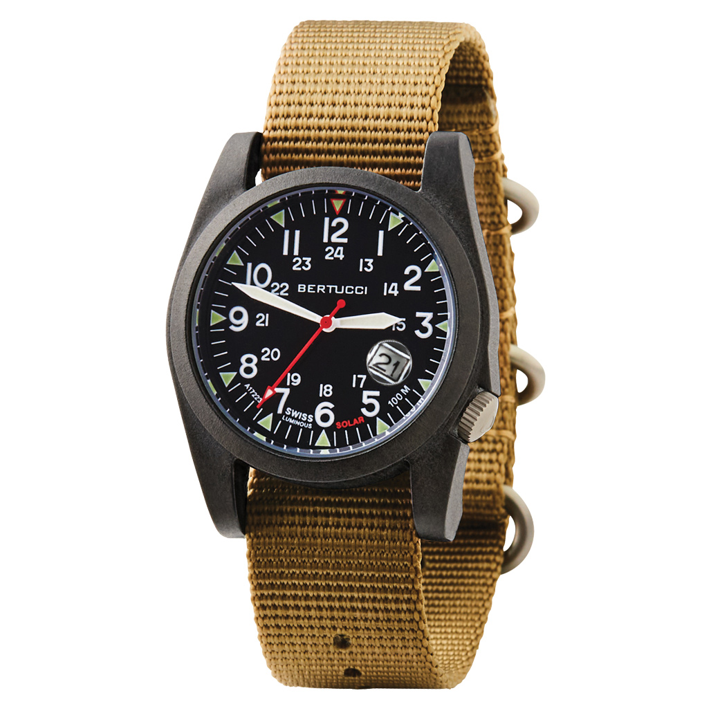 Bertucci A-3PS Solar Field Watch with Khaki Nylon Strap #13802