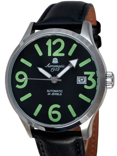 Aeromatic 1912 Retro Styled Automatic Watch, Leather Strap #A1435A