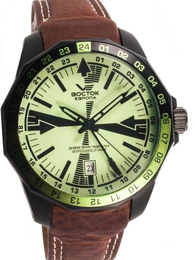 Vostok-Europe Radio Room, Dual Time Automatic Watch with Luminous Dial ...