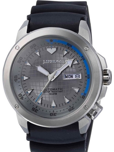 J. Springs 42mm Automatic 21-Jewel Sport Dive Watch with Day and Date ...