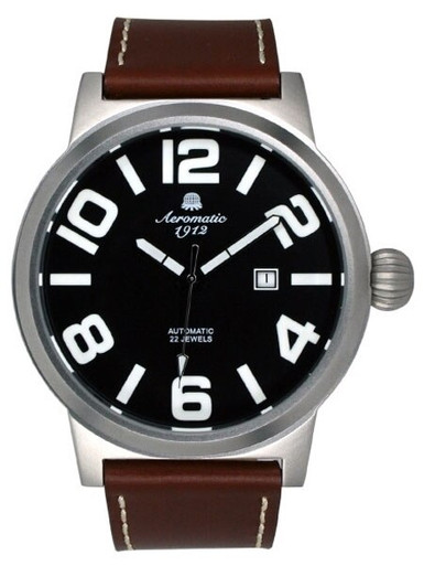 Aeromatic 1912 Automatic XL Size Military Watch with Black Dial, Onion ...