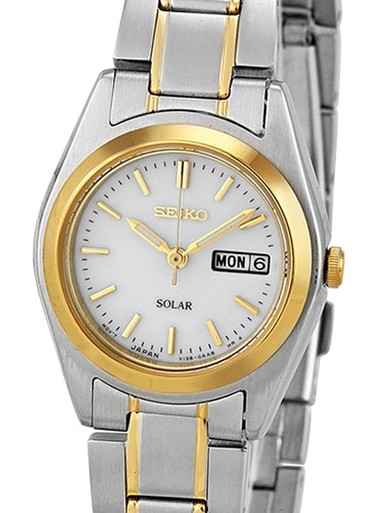 Seiko Solar Powered Dress Watch with a two-tone stainless steel case ...