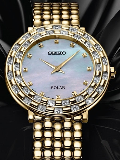 Seiko SUP374 Solar Powered Dress Watch with Mother of Pearl dial, and ...