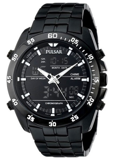 Pulsar Analog-Digital Chronograph Watch with a 46mm black ion plated ...