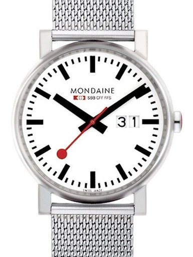 Mondaine Railways EVO Quartz Dress Watch with Large Date, Mesh Bracelet ...
