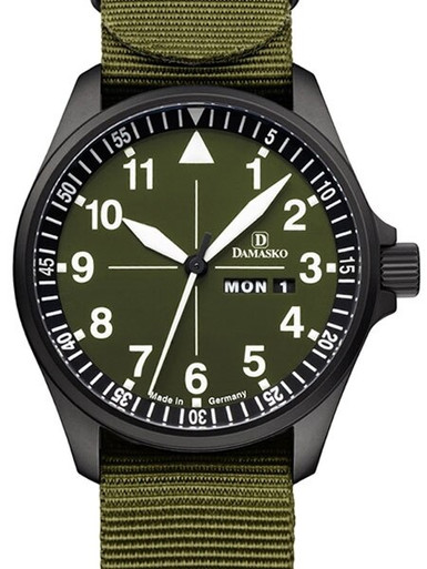 Damasko DH3.0Black Swiss Automatic Watch with Olive Green Dial and ...