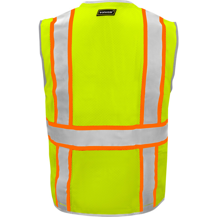 IRONWEAR ANSI CLASS 2 LIME MESH FABRIC WITH 2" SILVER REFLECTIVE STRAP